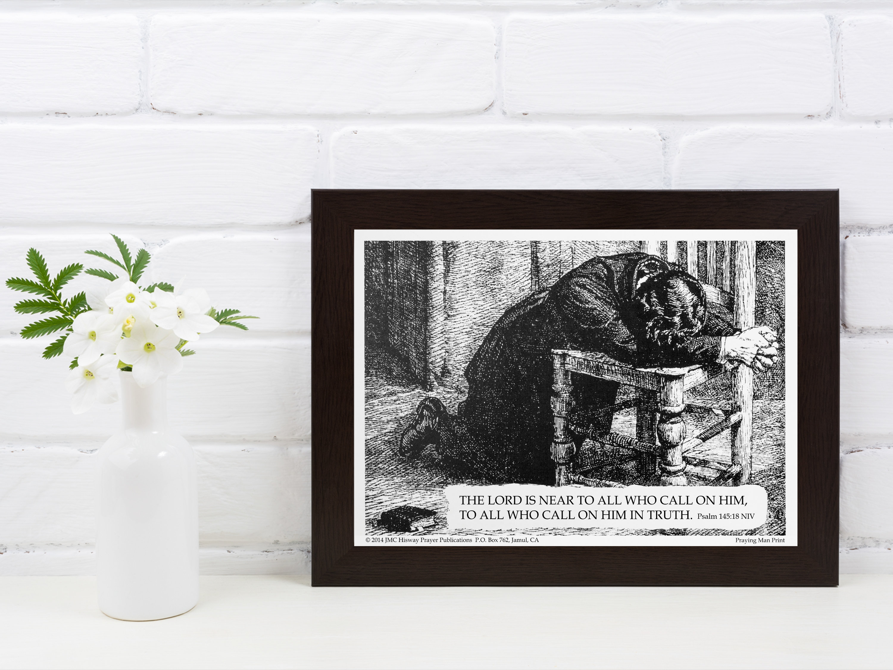 Psalms 145:18 Prints, Praying Man Digital Prints, Biblical Verse Poster ...