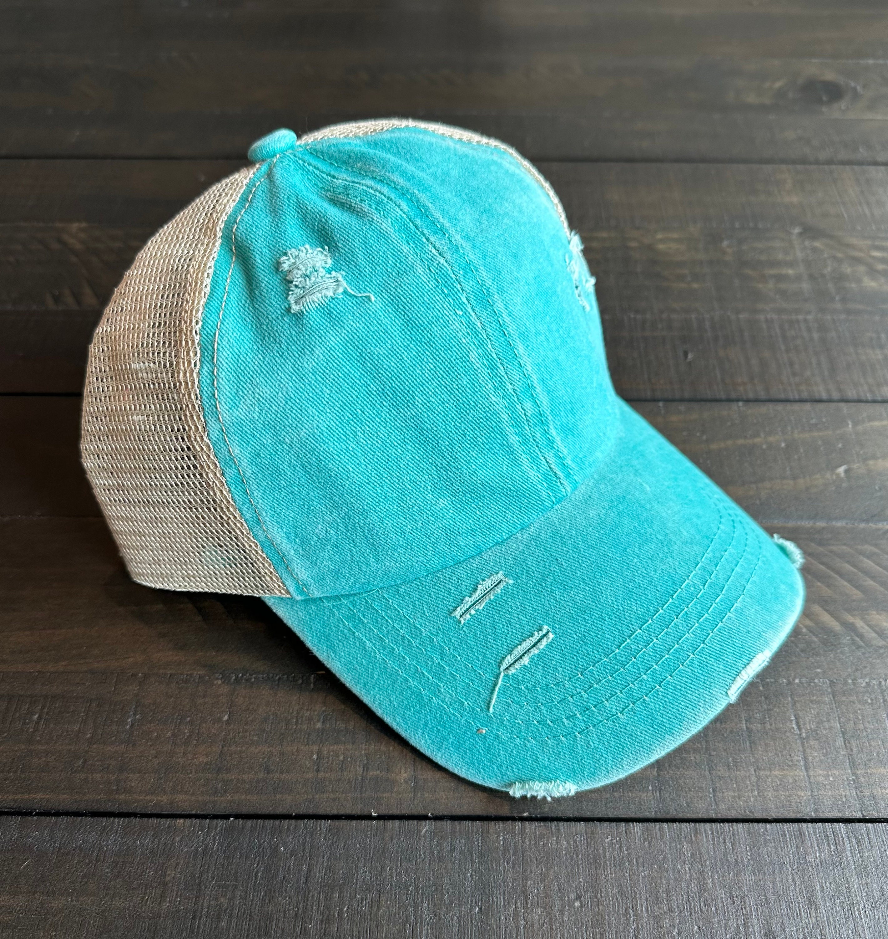 Ponytail Trucker Hat | Ponytail Hat | High Ponytail Distressed Hat ...
