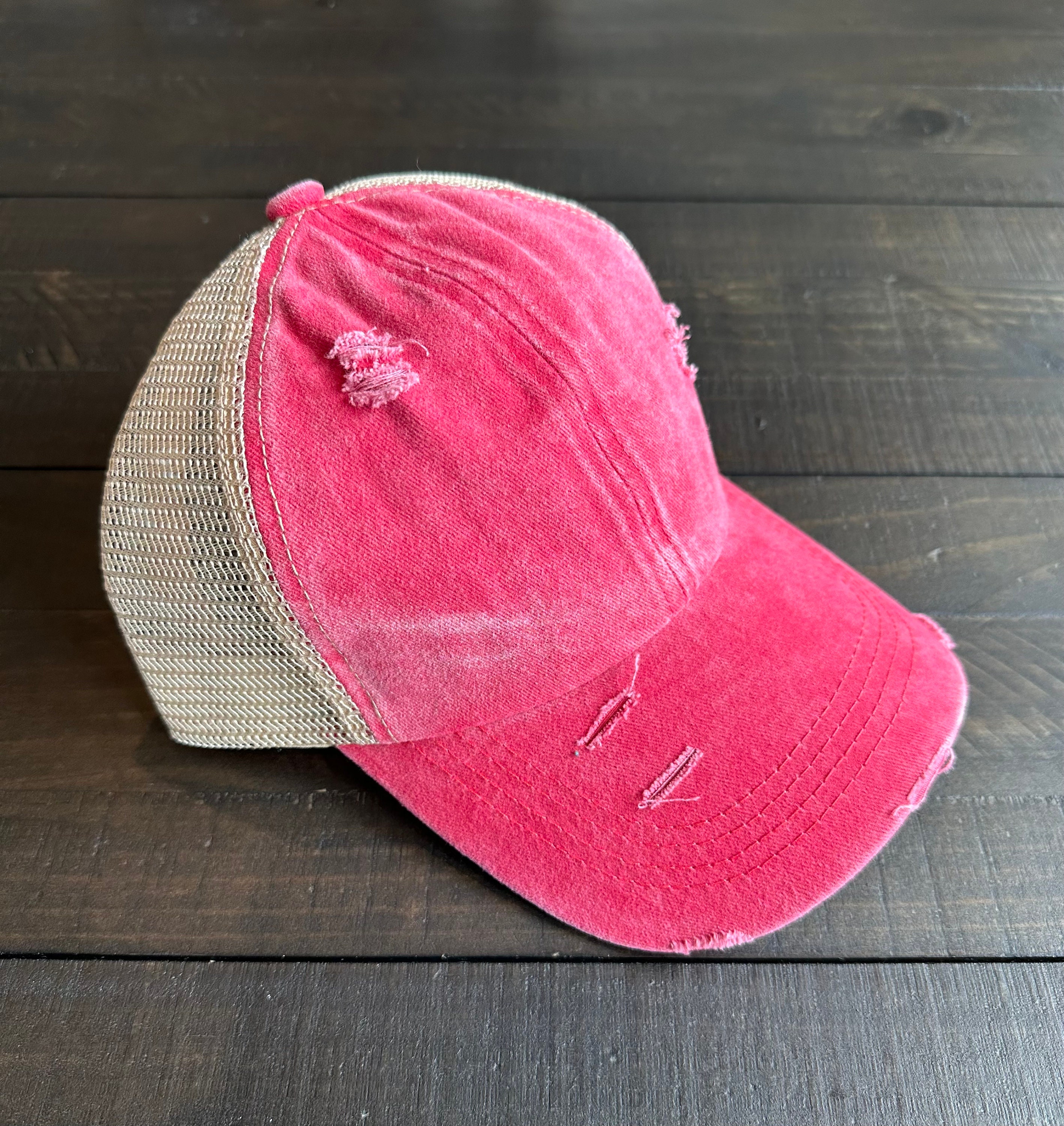 Ponytail Trucker Hat | Ponytail Hat | High Ponytail Distressed Hat ...