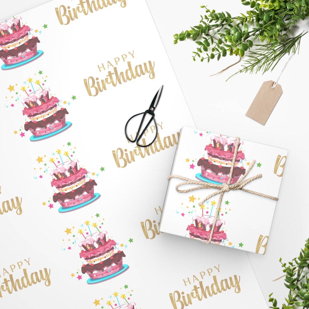 Happy Birthday Wrapping Paper Elegant Birthday Wrapping - Etsy