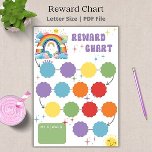 Printable Reward Chart for Kids, Rainbow Reward Chart, Fun Behavior ...
