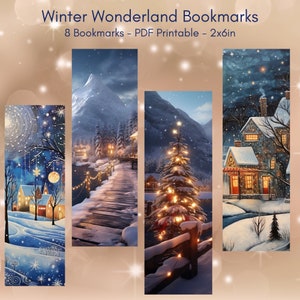 8 Winter Printable Bookmarks, Bookmark Set, Winter Bookmarks, Christmas ...