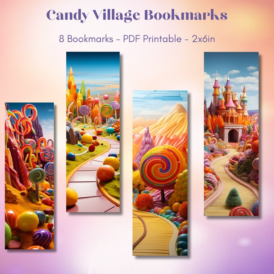 8 Candy Village Printable Bookmarks DIY Bookmark Set Candy Themed Print ...