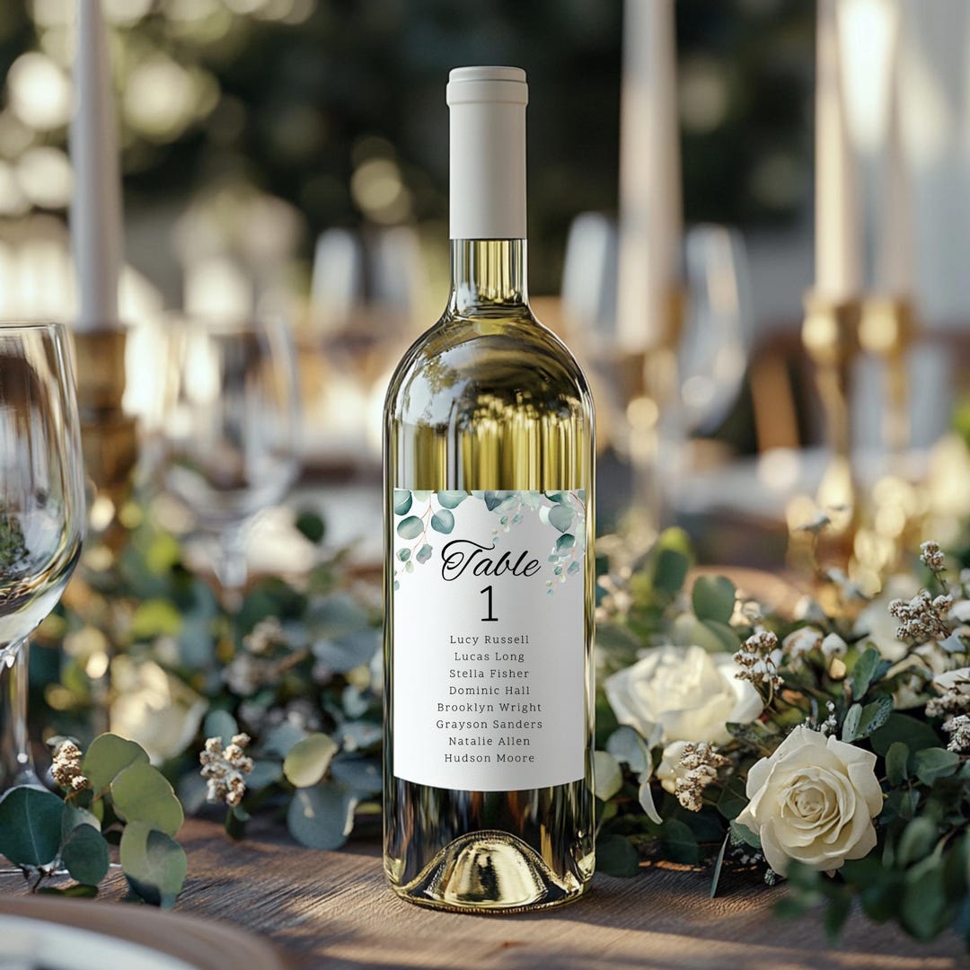 Table Seating Wine Labels, Printable Wine Labels, Editable Wine Bottle ...