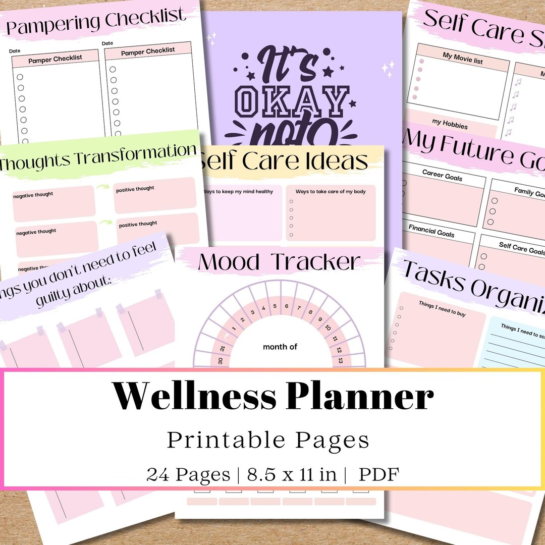 Self Care Planner Printable, Self Care Journal, Anxiety Workbook ...