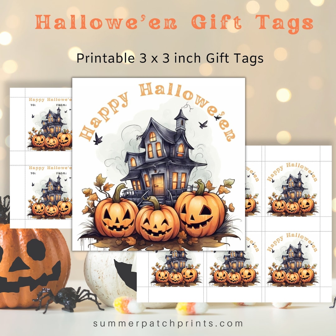 Halloween Gift Tags Printable, Party Favour Tags, Treat Bag Tags for ...