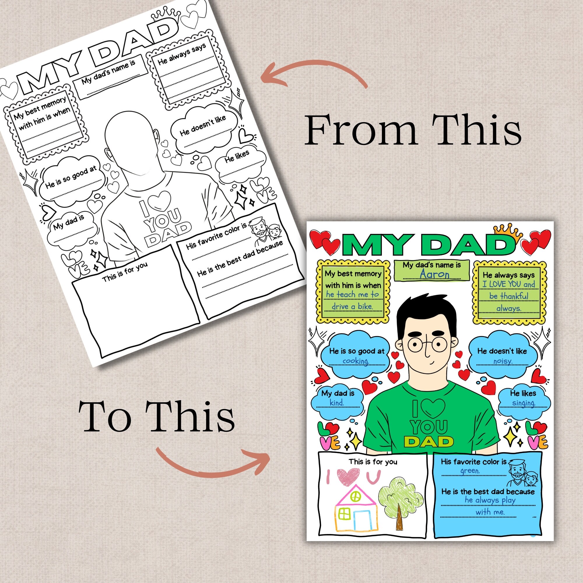 Father's Day Printable, About My Dad Activity, Perfect Father's Day ...