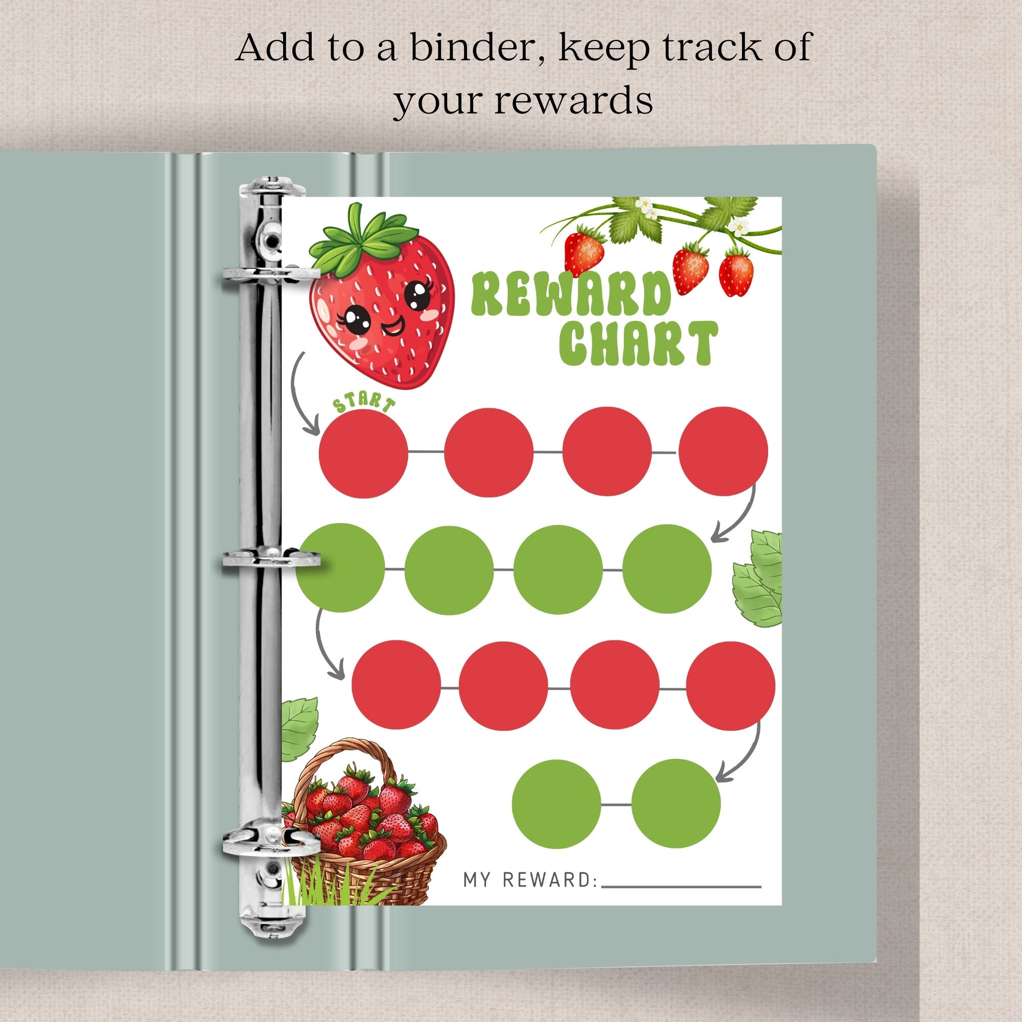 Reward Chart Printable for Kids, Strawberry Reward Chart, Fun Behavior ...