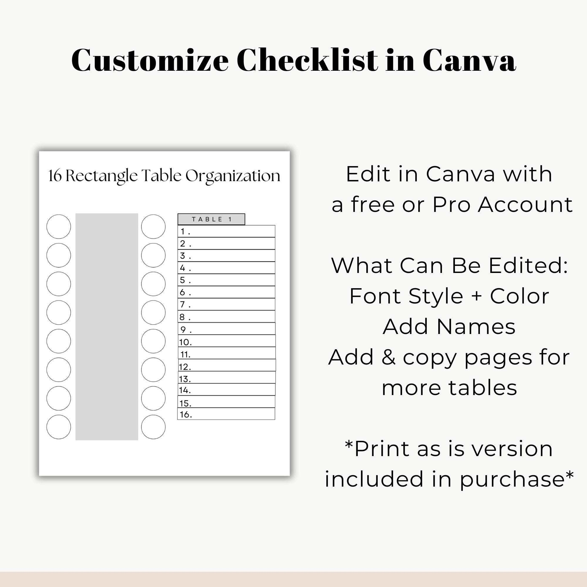 Seating Chart Templates, Editable in Canva, Round Table Seating Planner ...