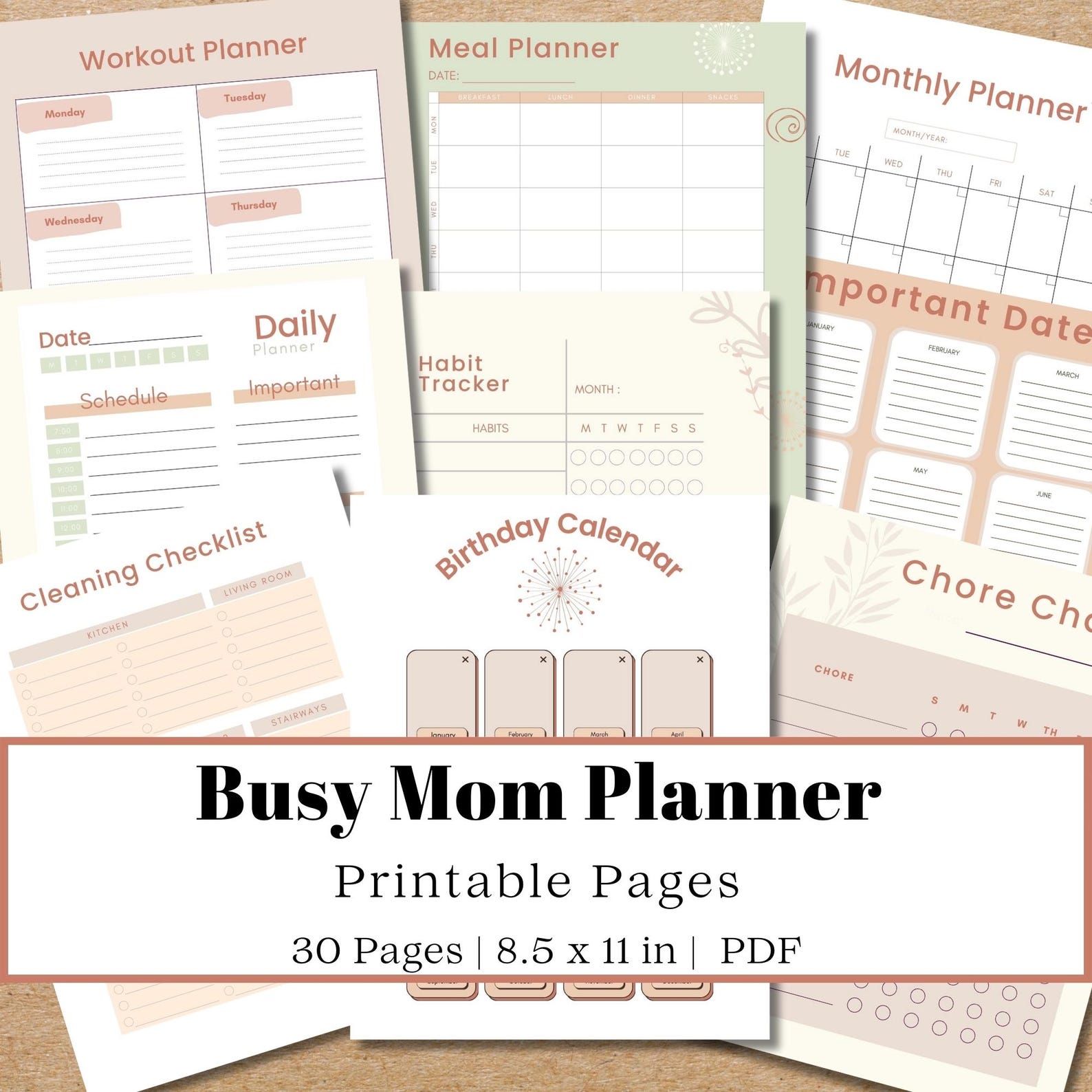 Busy Mom Planner Printable Household and Working Mom Planner for ...