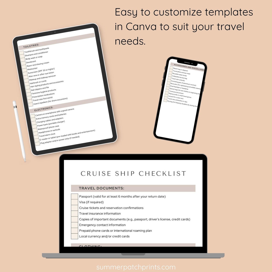 Cruise Ship Checklist, Printable Packing Checklist for Cruise, Packing ...