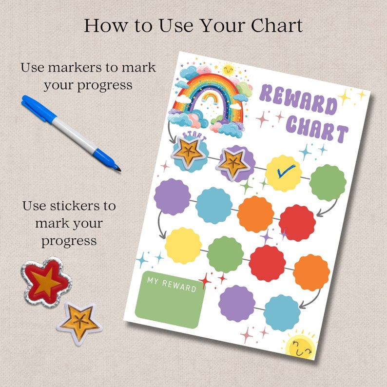 Printable Reward Chart for Kids, Rainbow Reward Chart, Fun Behavior ...