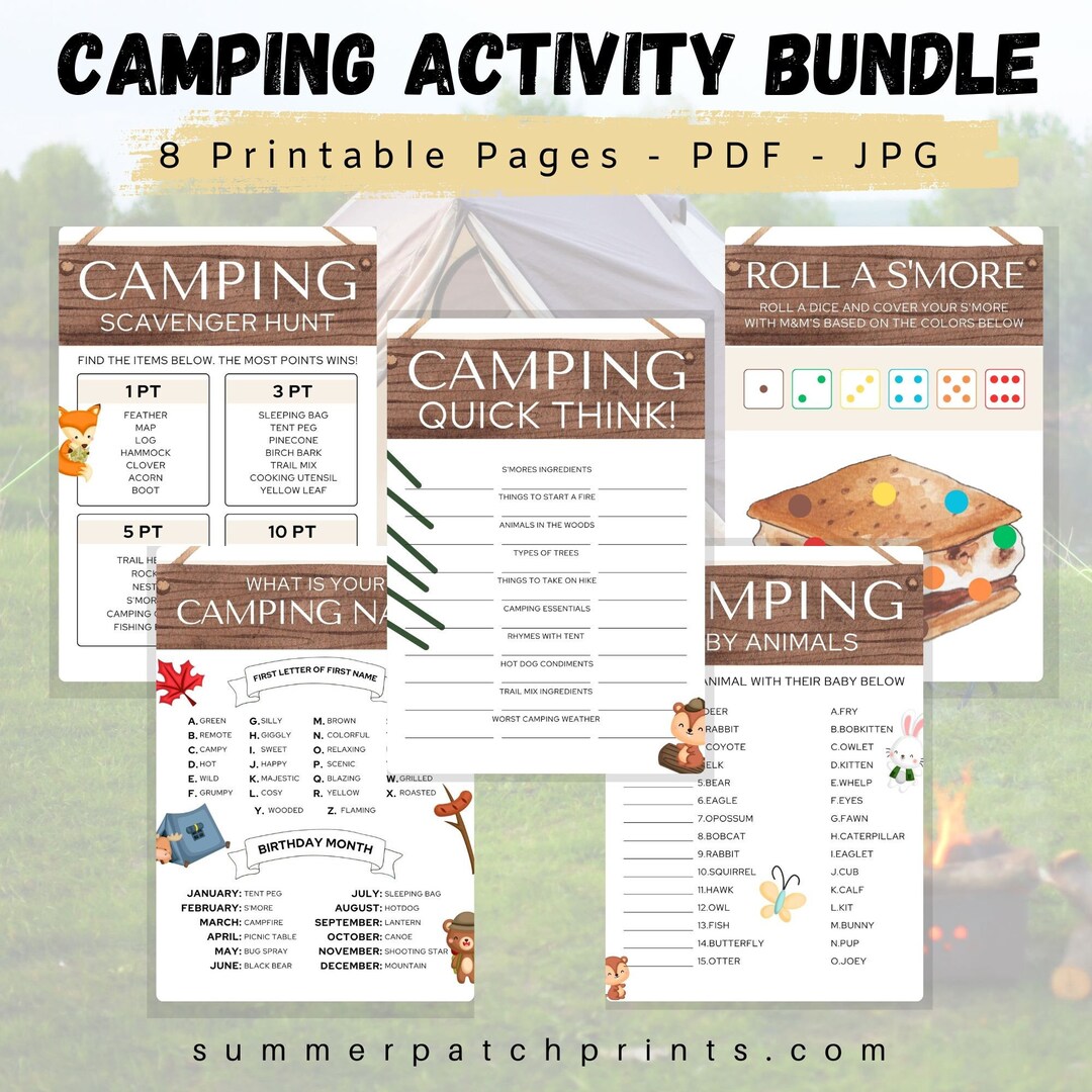 Camping Activity Pages, Printable Camping Games, Camping Activity ...