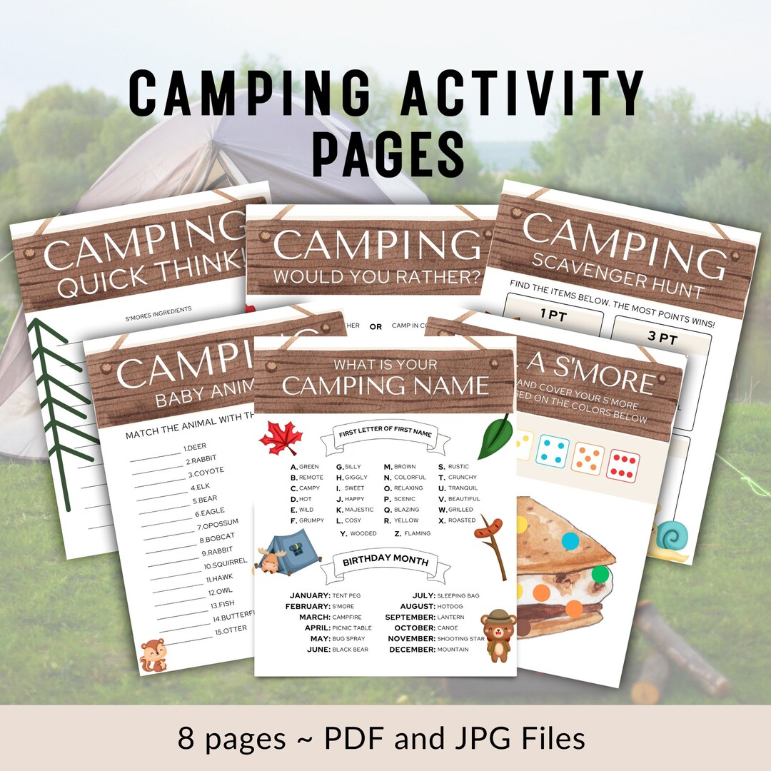 Printable Camping Games, Printable Activities, Games for Family Camping ...