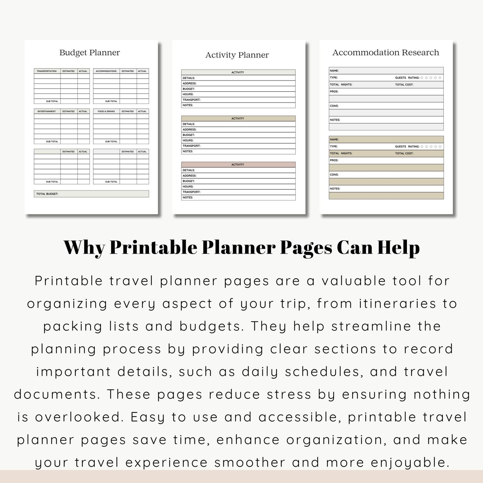 Printable Travel Planner, Vacation Planner for Summer, Travel ...