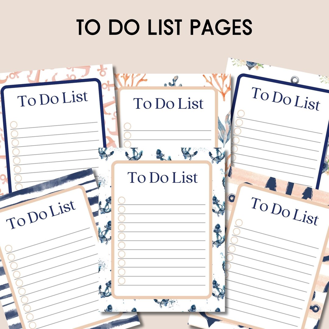 To Do List Printable Pages, Printable Journal Pages, Nautical Themed to ...
