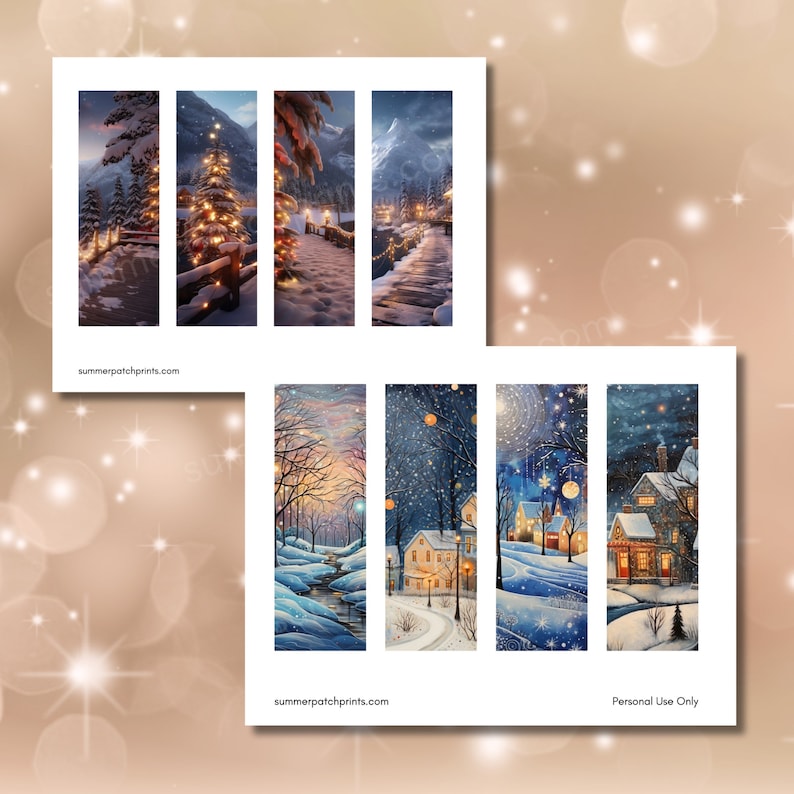 8 Winter Printable Bookmarks, Bookmark Set, Winter Bookmarks, Christmas ...
