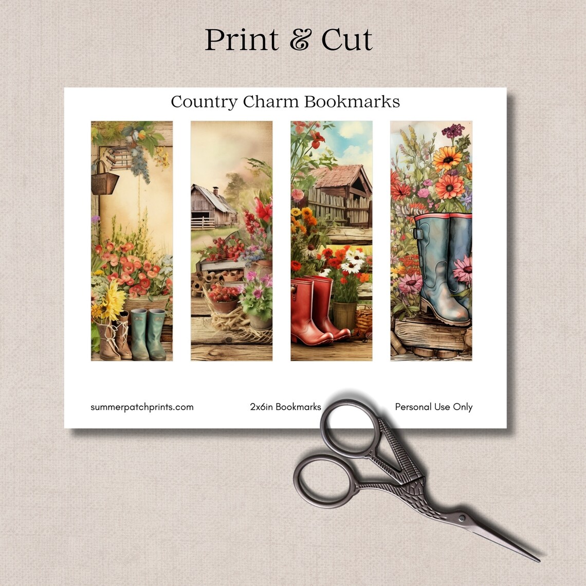 Printable Country Garden Bookmarks, Colorful Digital Bookmarks, Perfect ...