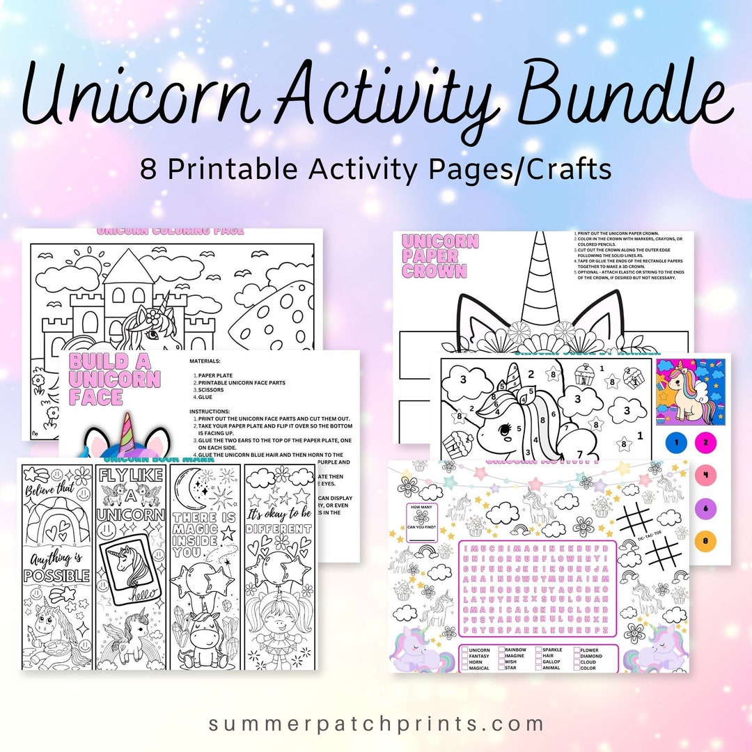 Unicorn Activity Pages Unicorn Themed Crafts Printable - Etsy