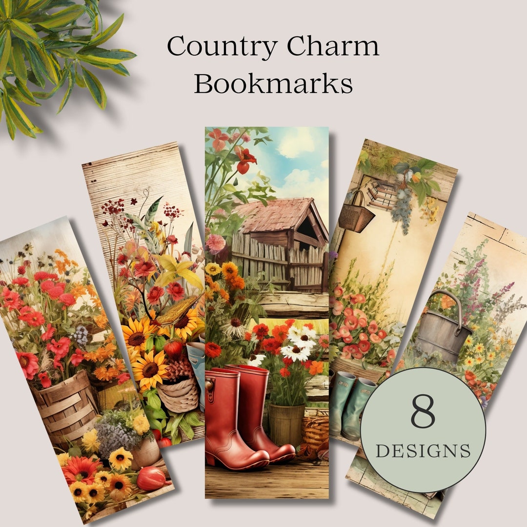 Printable Country Garden Bookmarks, Colorful Digital Bookmarks, Perfect ...