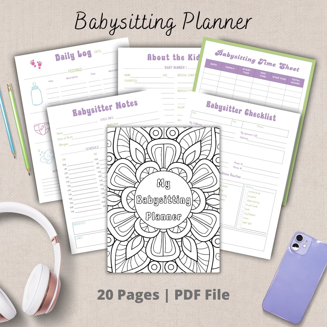 Printable Babysitter Planner, Printable Planner for Babysitters ...