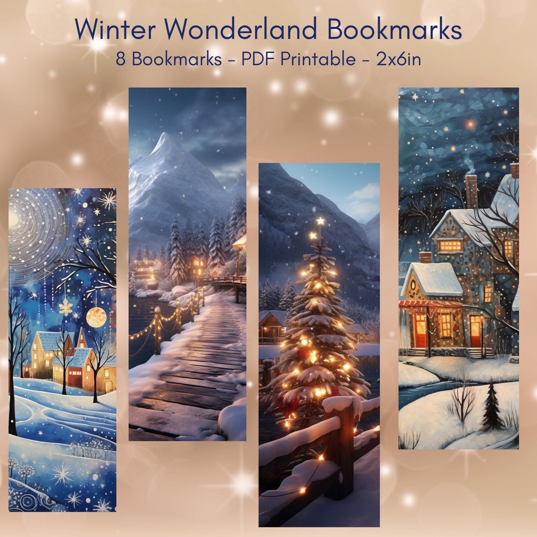 8 Winter Printable Bookmarks, Bookmark Set, Winter Bookmarks, Christmas ...