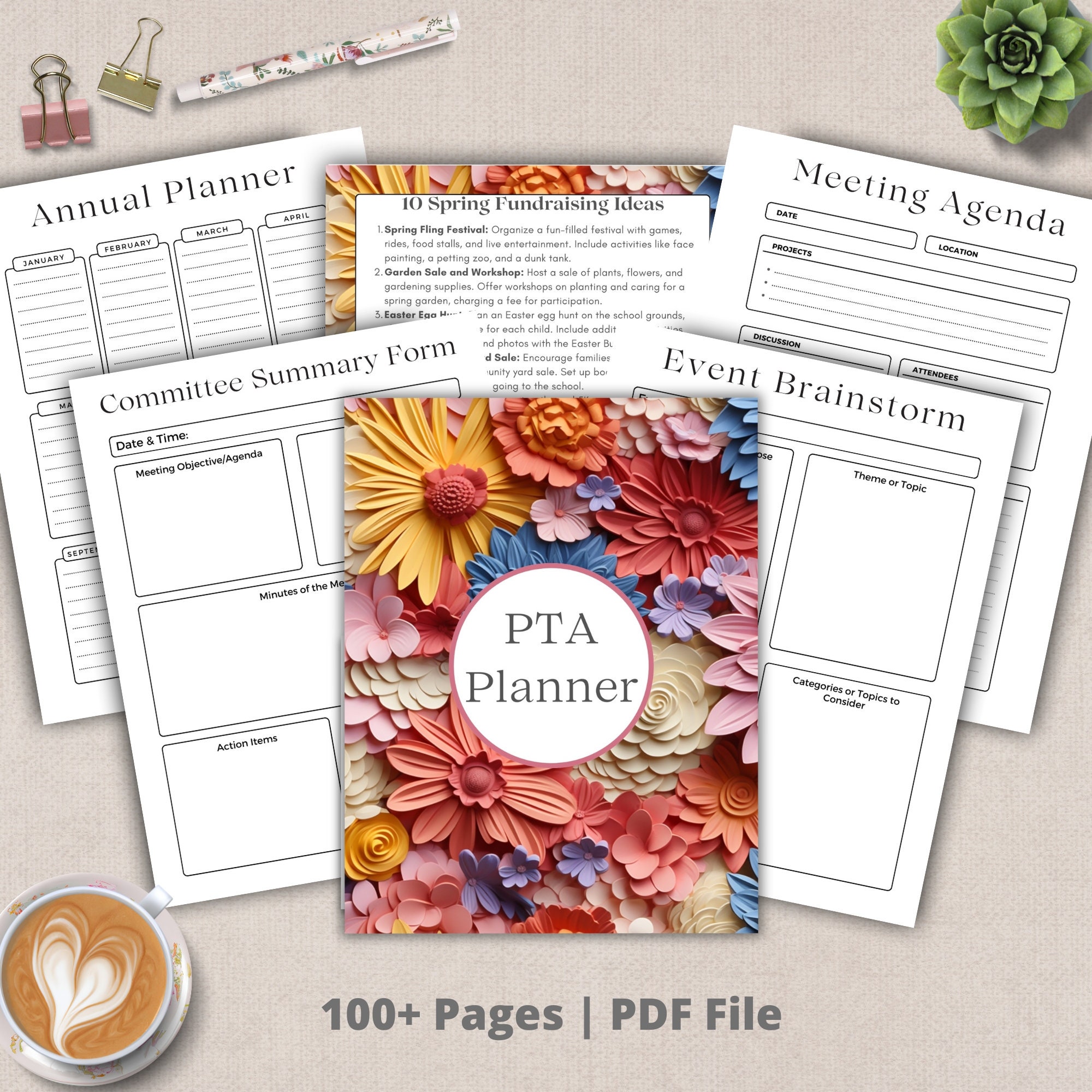 PTA Planning Bundle Printable Meeting Binder and Forms, PTA Meeting ...