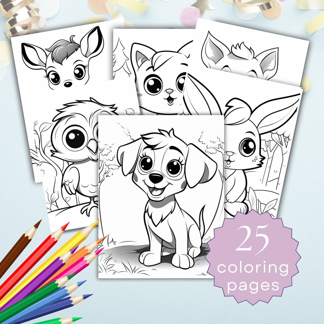 Printable Party Coloring Pages Animal Themed Party Activity Pages to ...