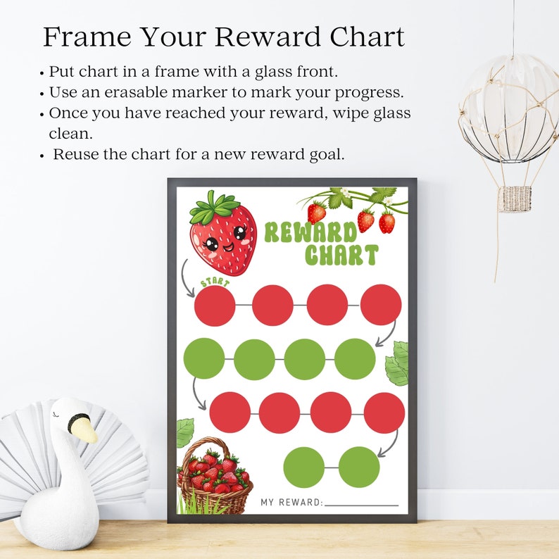 Reward Chart Printable for Kids, Strawberry Reward Chart, Fun Behavior ...