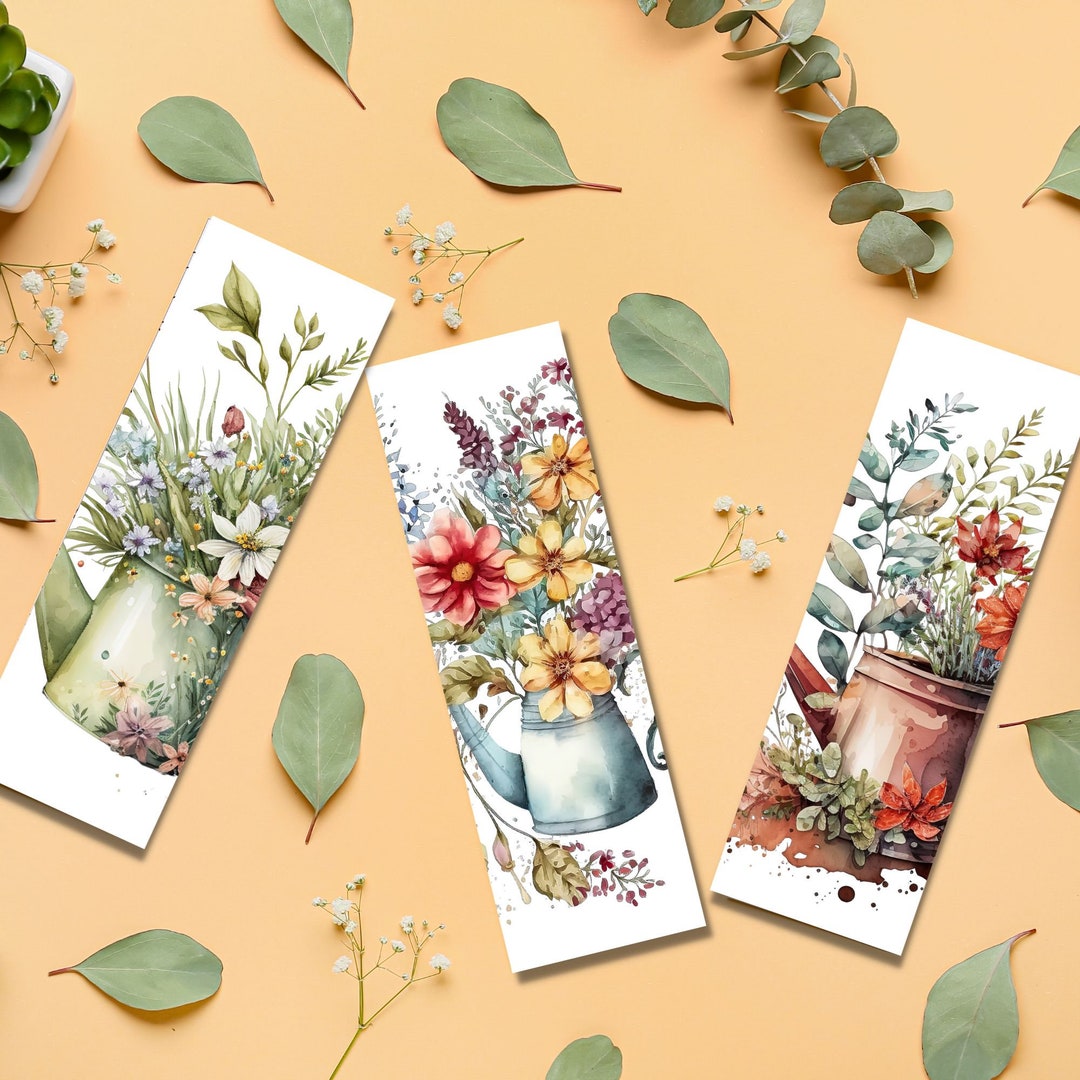 12 Floral Bookmarks, Garden Themed Bookmarks, Print at Home Bookmarks ...