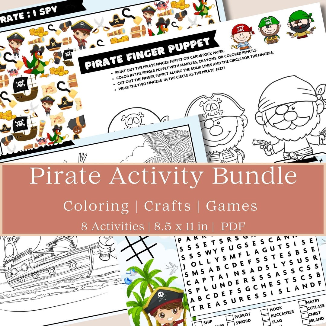 Printable Pirate Activity Bundle to Print at Home Birthday Activity ...
