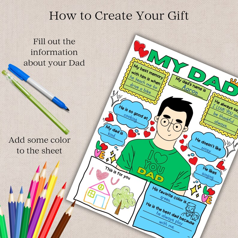Father's Day Printable, About My Dad Activity, Perfect Father's Day ...