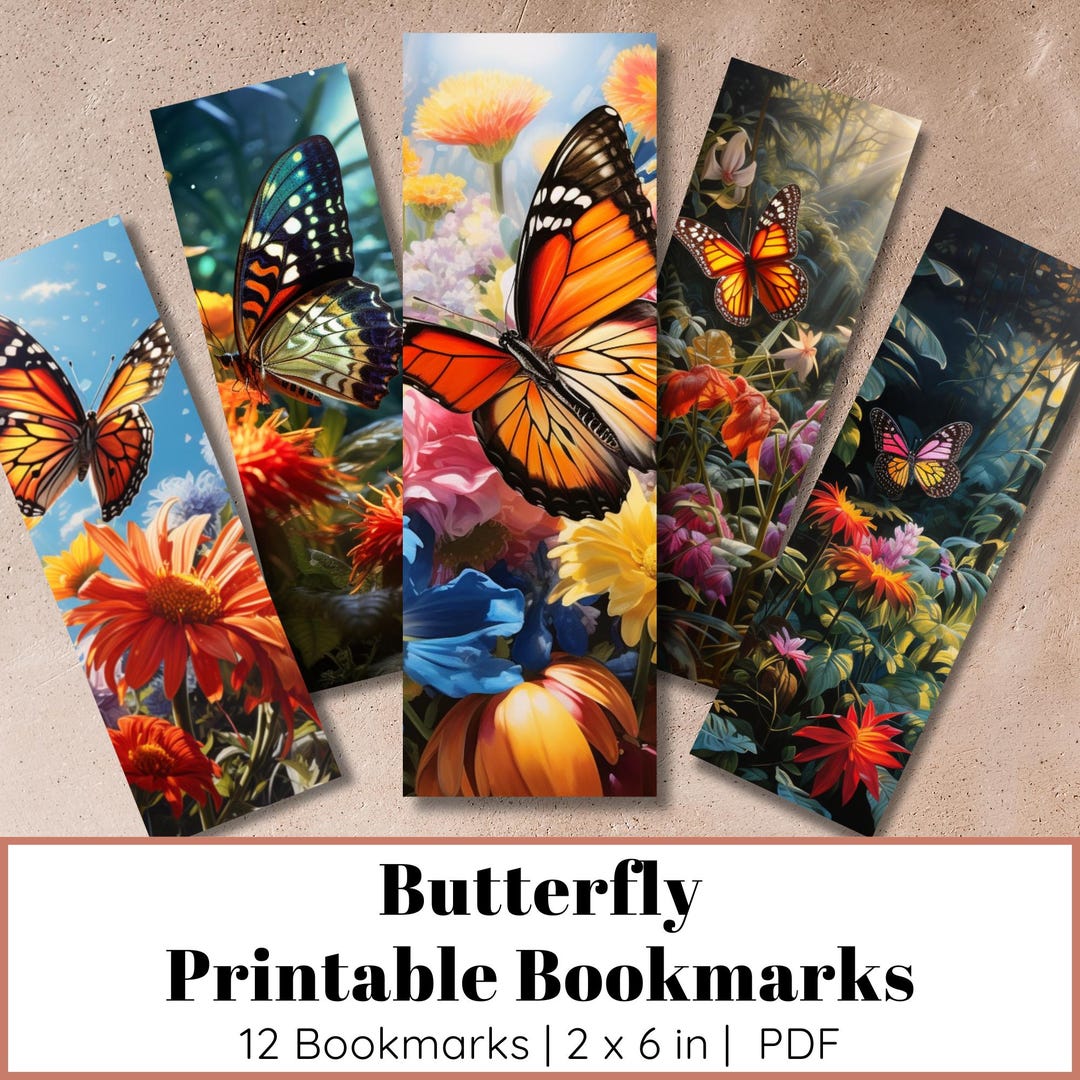 Butterfly Printable Bookmarks | Colorful Bookmark Set | Digital ...