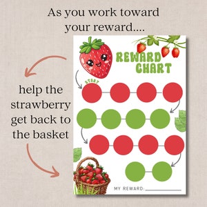 Reward Chart Printable for Kids, Strawberry Reward Chart, Fun Behavior ...