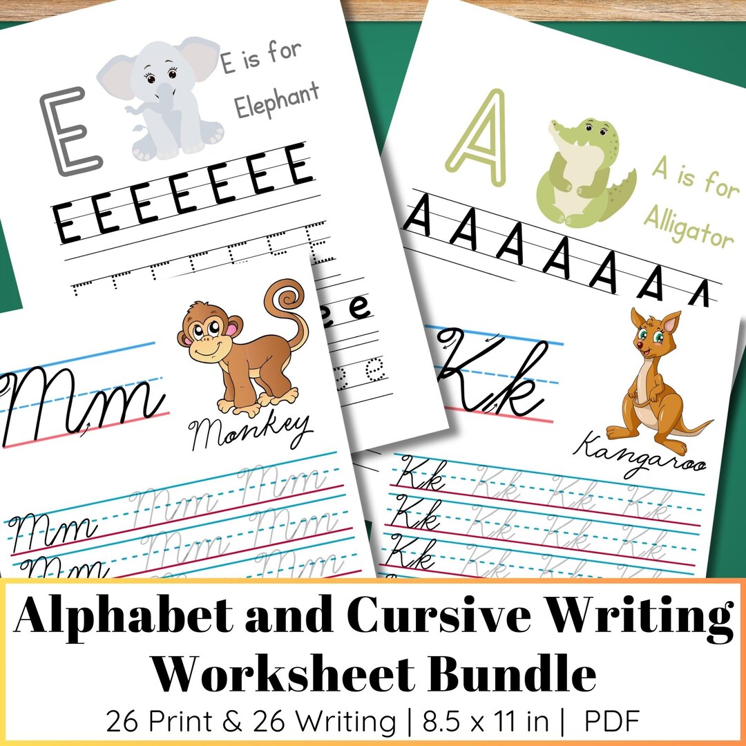 Alphabet and Cursive Writing Worksheets - Printable Handwriting Bundle ...