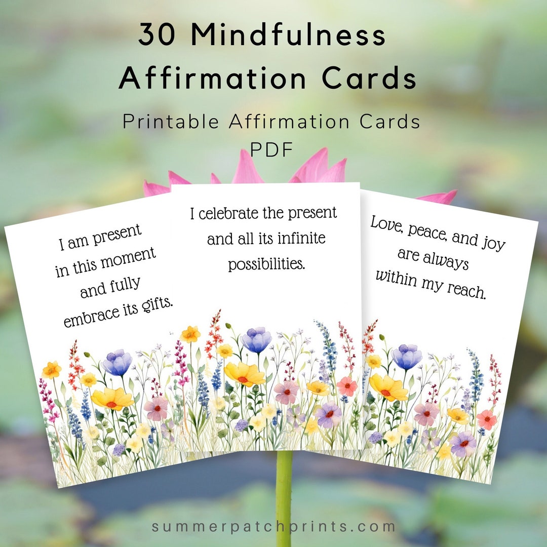Floral Affirmation Cards - Self Care Printable Deck for Positivity and ...