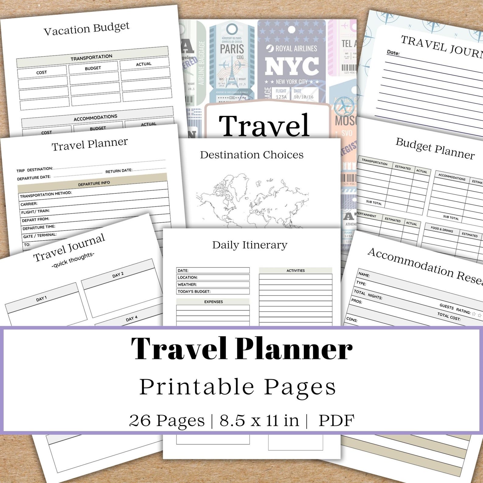 Printable Travel Planner, Vacation Planner for Summer, Travel ...