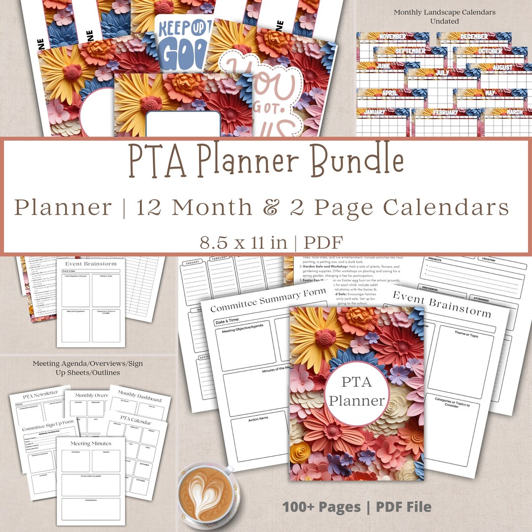 PTA Planning Bundle Printable Meeting Binder and Forms, PTA Meeting ...