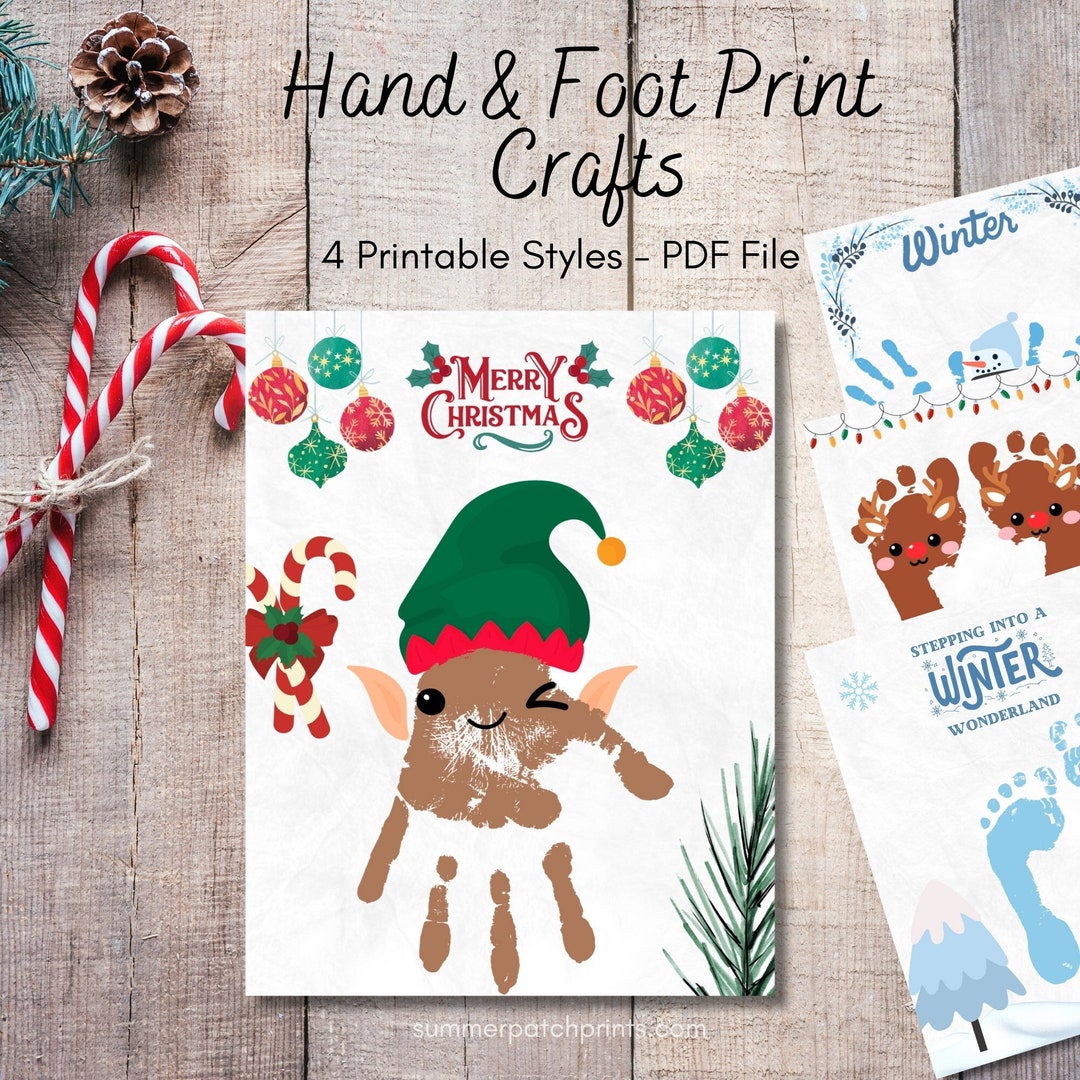 Christmas Handprint and Footprint Craft Bundle, Winter Crafts for ...