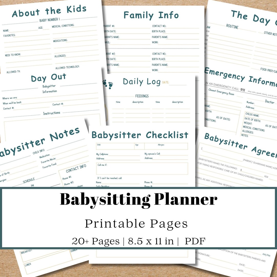 Babysitting Binder - Printable Planner for Babysitters and Parents ...