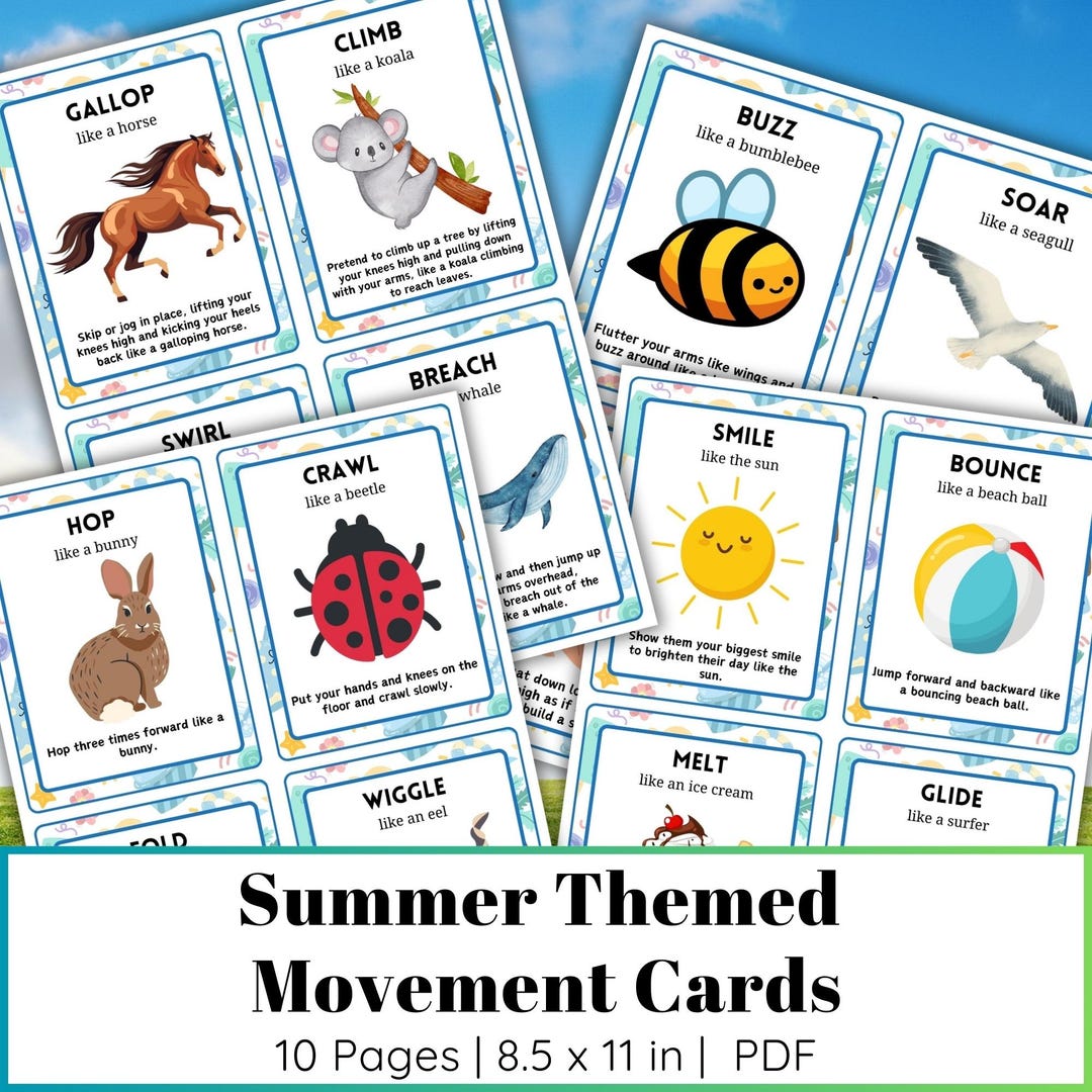Printable Movement Cards for Kids - Fun and Engaging Activity Cards for ...