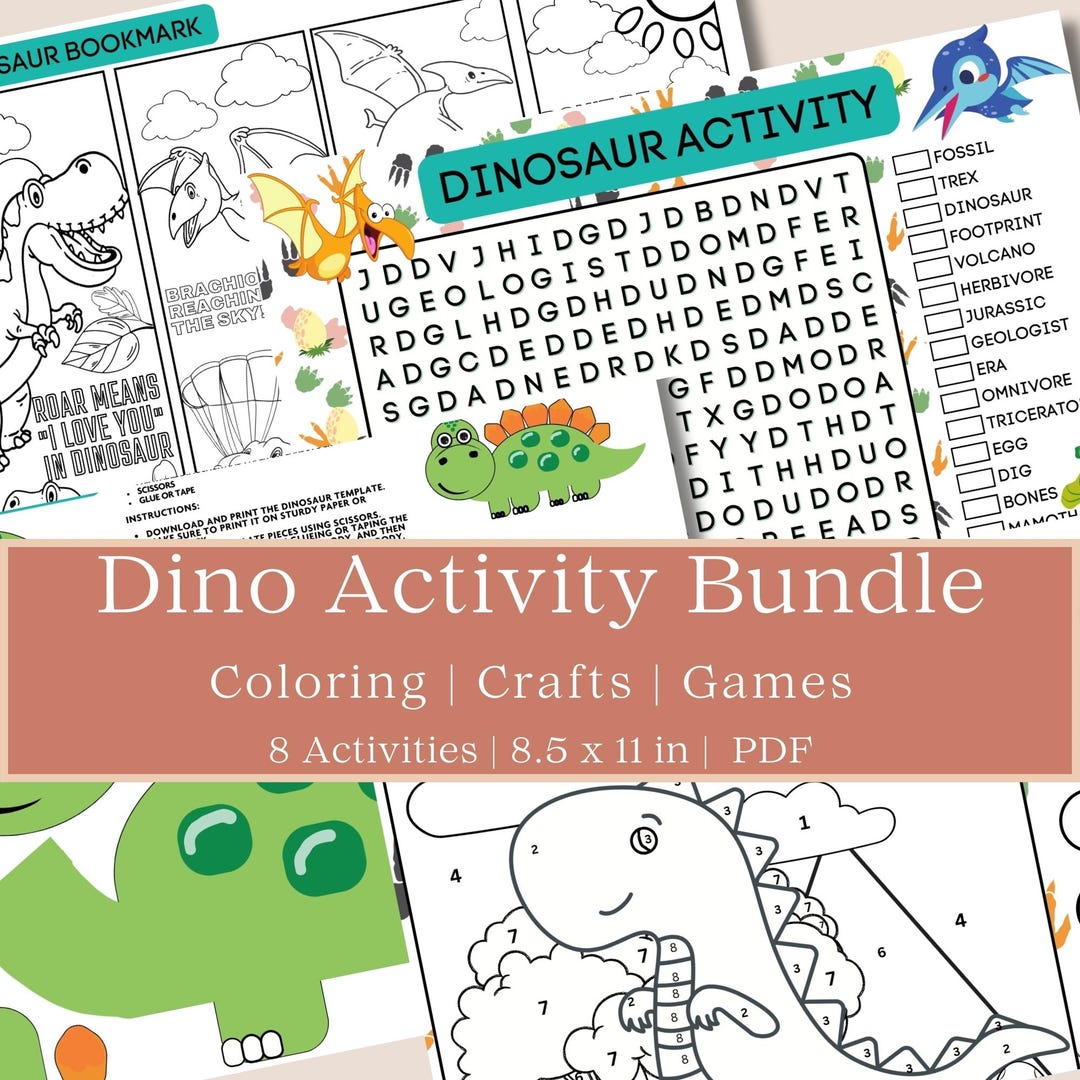 Printable Dinosaur Activity Bundle to Print at Home Birthday Activity ...