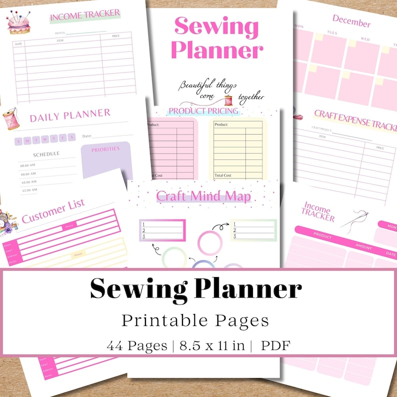 Sewing Planner, Printable Sewing Planner, Sewing Project Planner ...