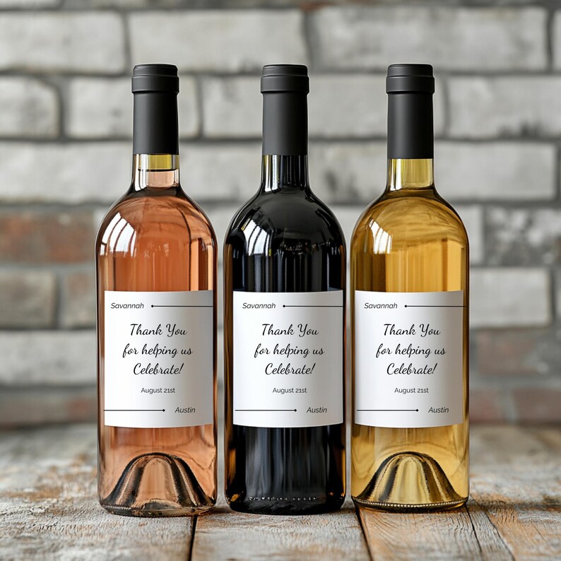 Printable Custom Wine Bottle Labels, Printable Wedding Wine Labels ...