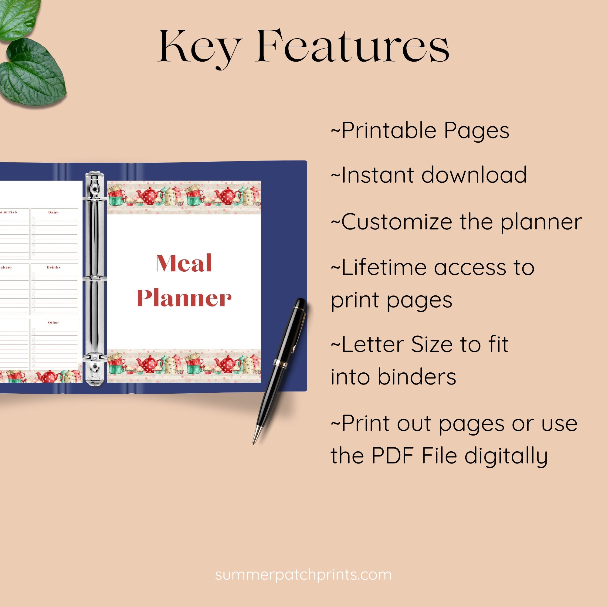 Kitchen Planner, Printable Kitchen Planner, Meal Planner and Calendars ...