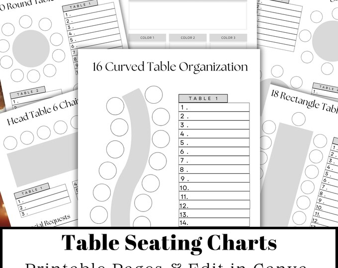 Seating Chart Templates, Editable in Canva, Round Table Seating Planner ...
