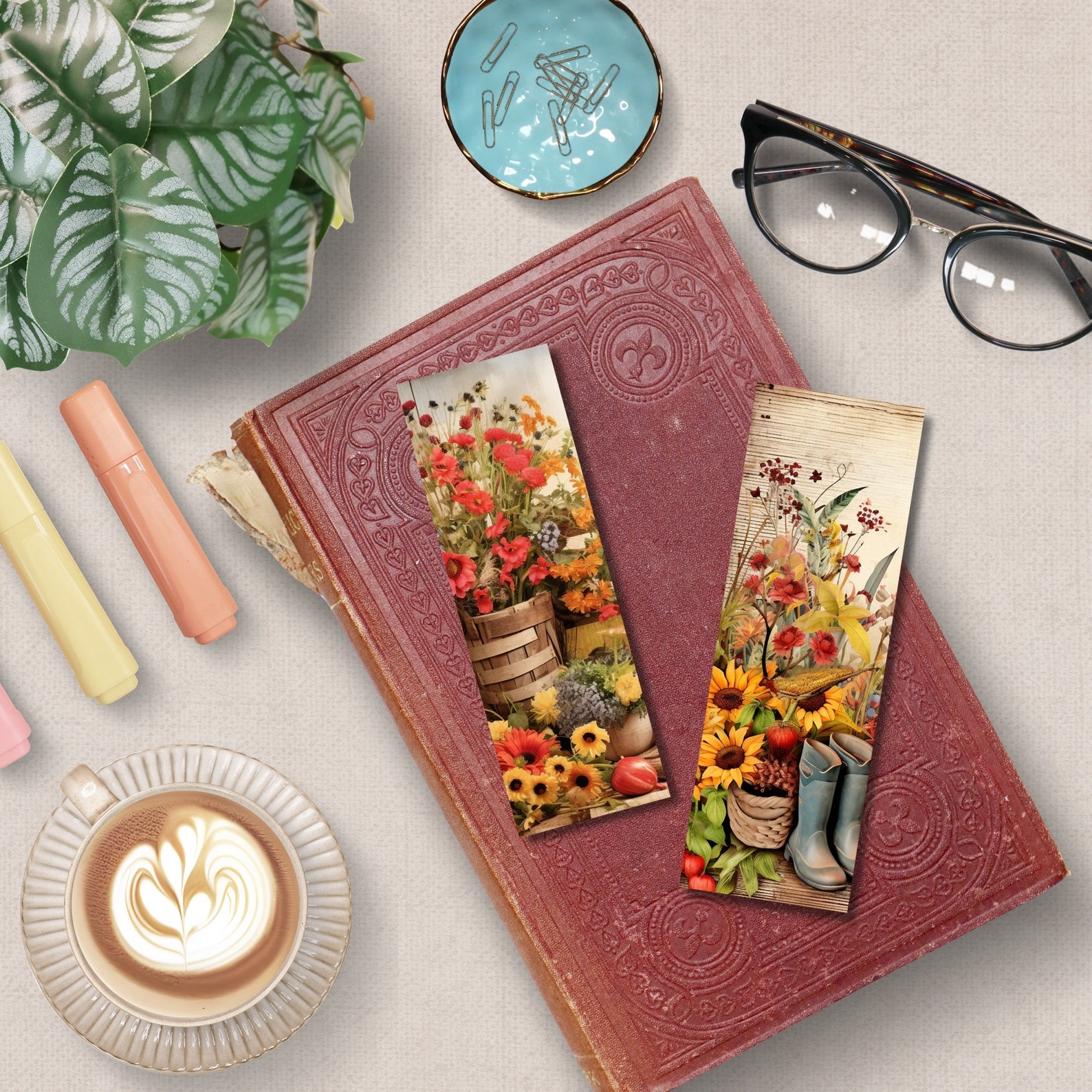 Printable Country Garden Bookmarks, Colorful Digital Bookmarks, Perfect ...