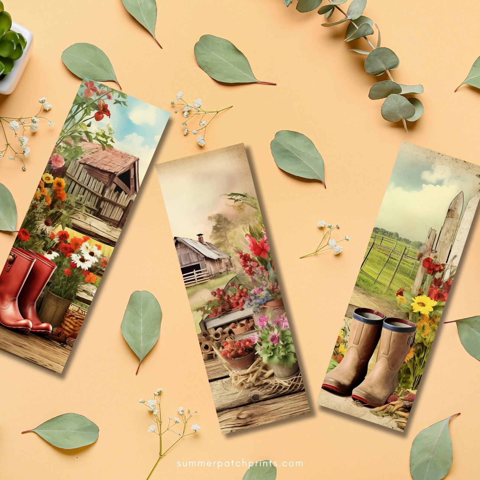 Printable Country Garden Bookmarks, Colorful Digital Bookmarks, Perfect ...