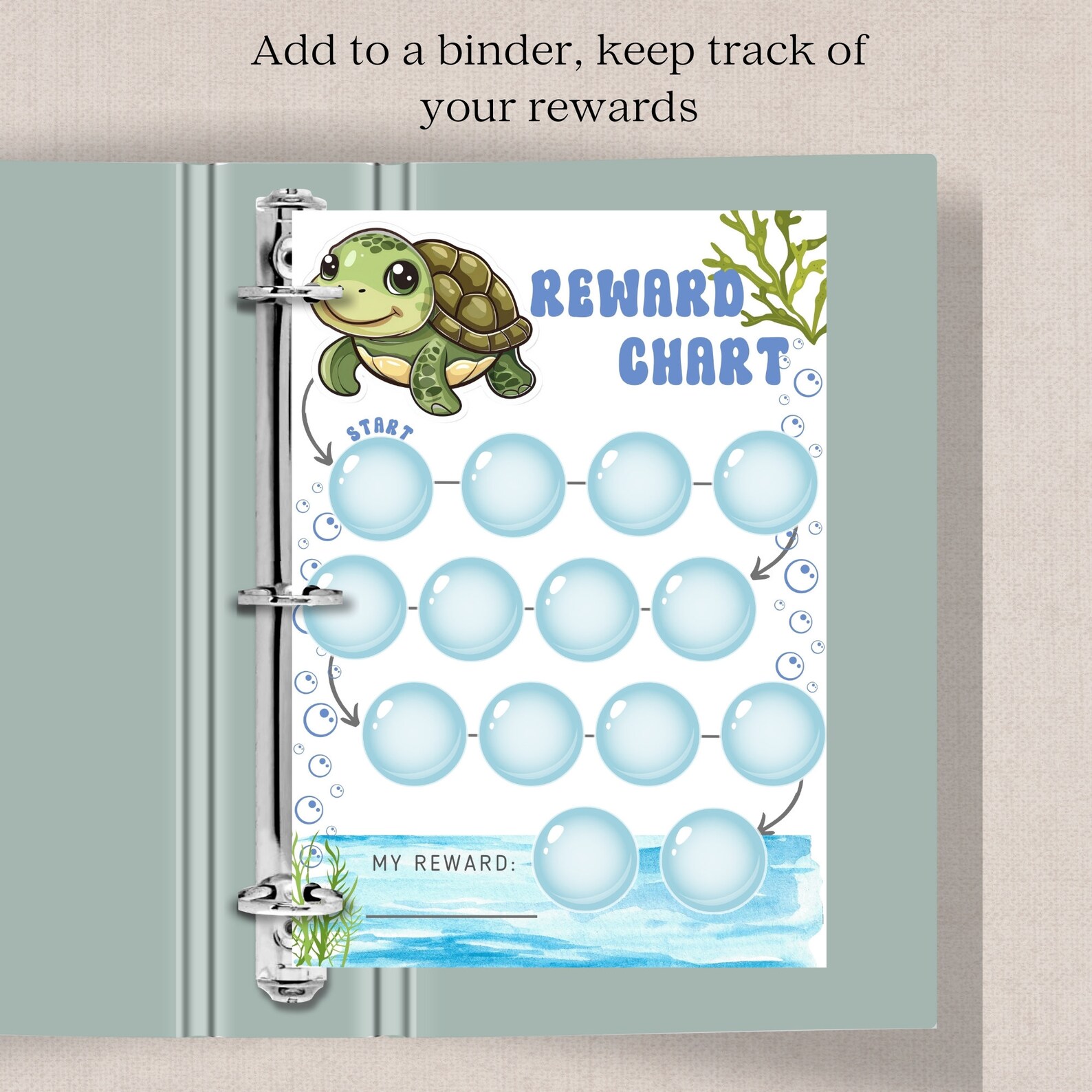 Reward Chart Printable for Kids, Turtle Reward Chart, Fun Behavior ...