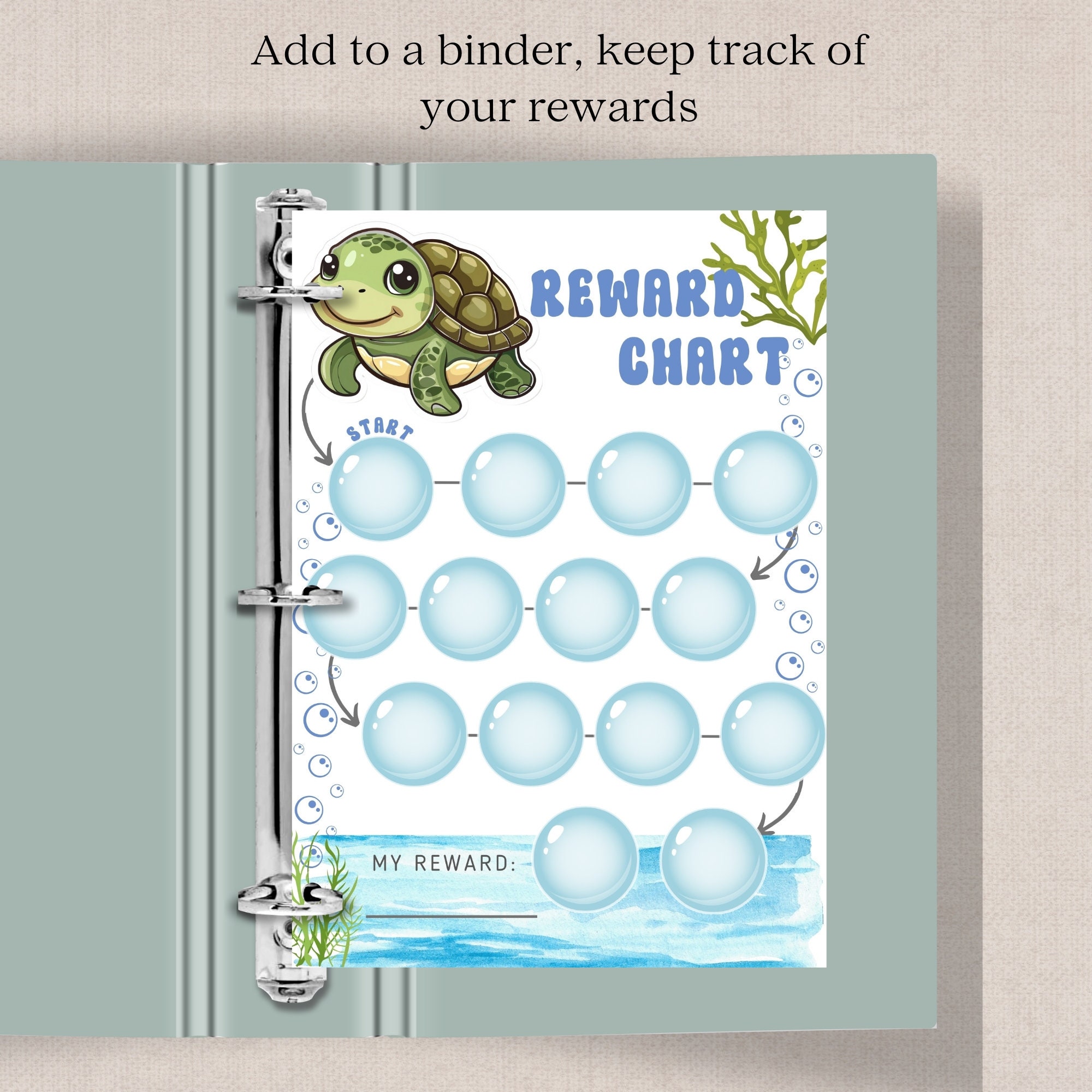 Reward Chart Printable for Kids, Turtle Reward Chart, Fun Behavior ...